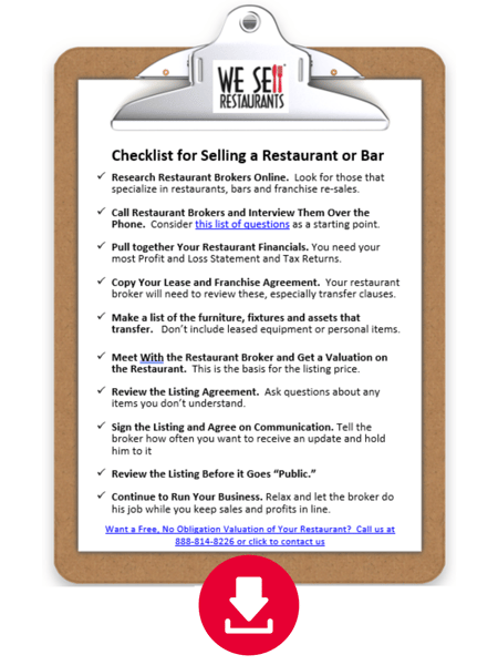 The We Sell Restaurants Checklist for Selling Your Restaurant